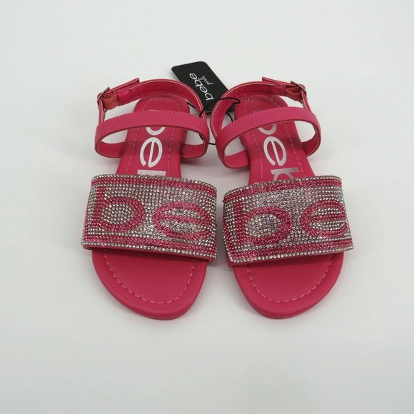 bebe | Shoes | Bebe Girls Embellished Logo Slingback Pink Sandal Size 4 ...